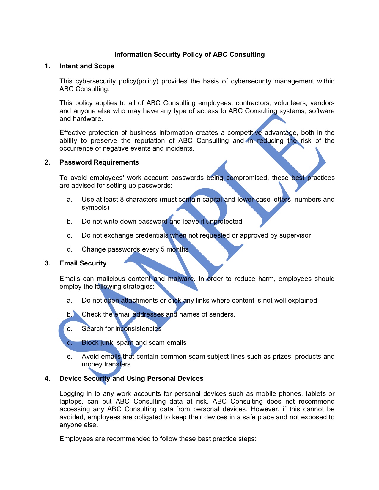 Information Security Policy Free Template Sample Lawpath